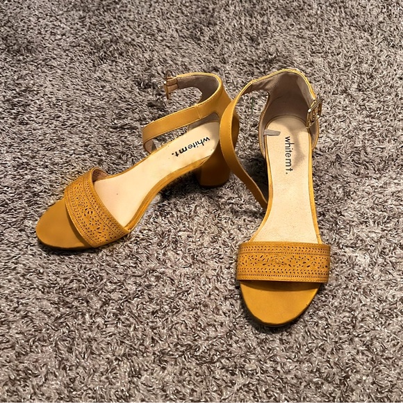 Shoes | Mustard Yellow Chunky Heels | Poshmark